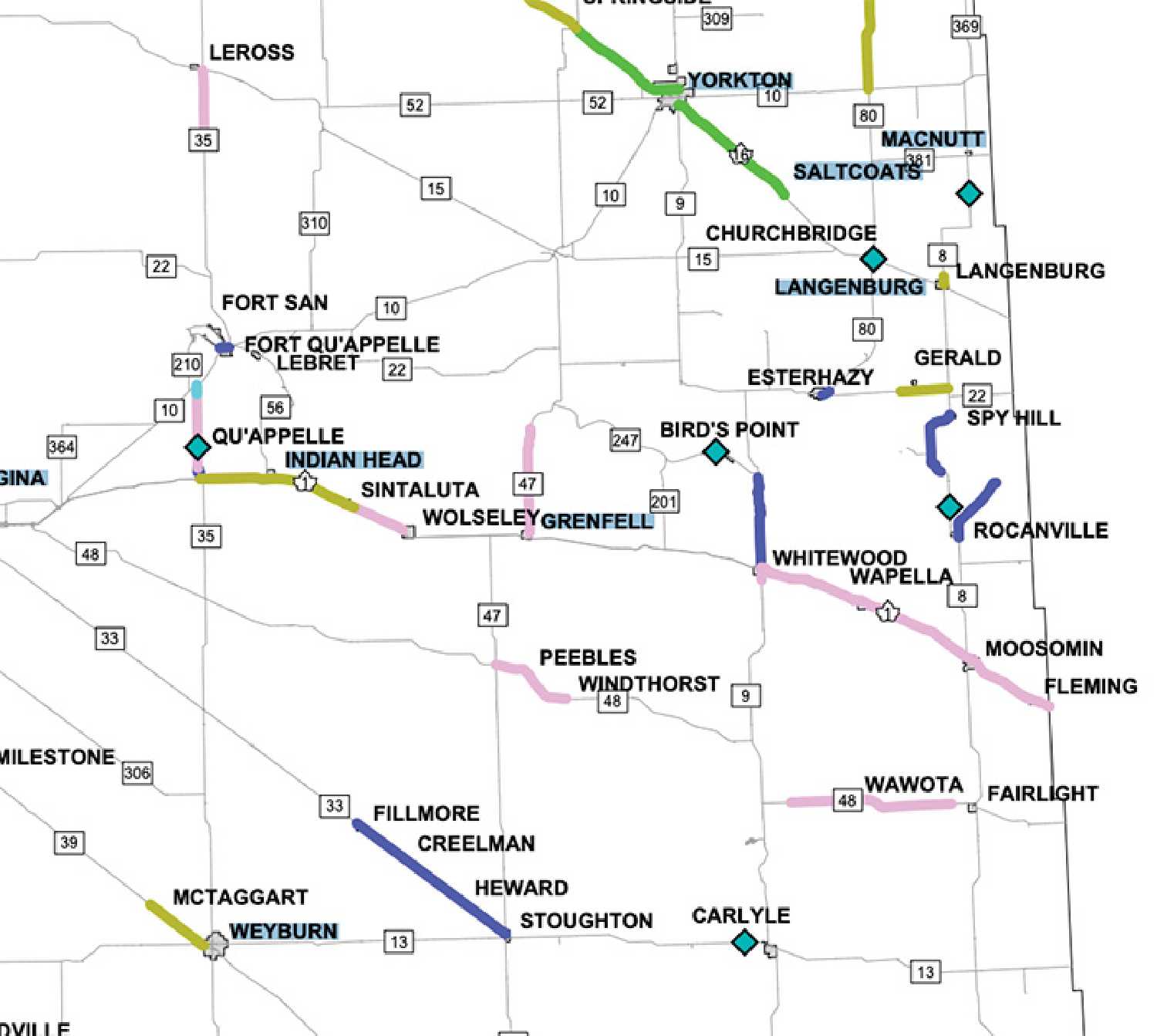 Saskatchewan Road Map